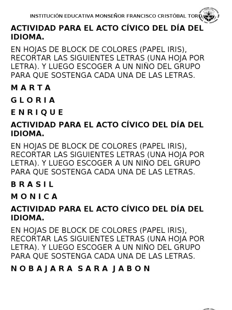 Actividades para el Día del Idioma | PDF