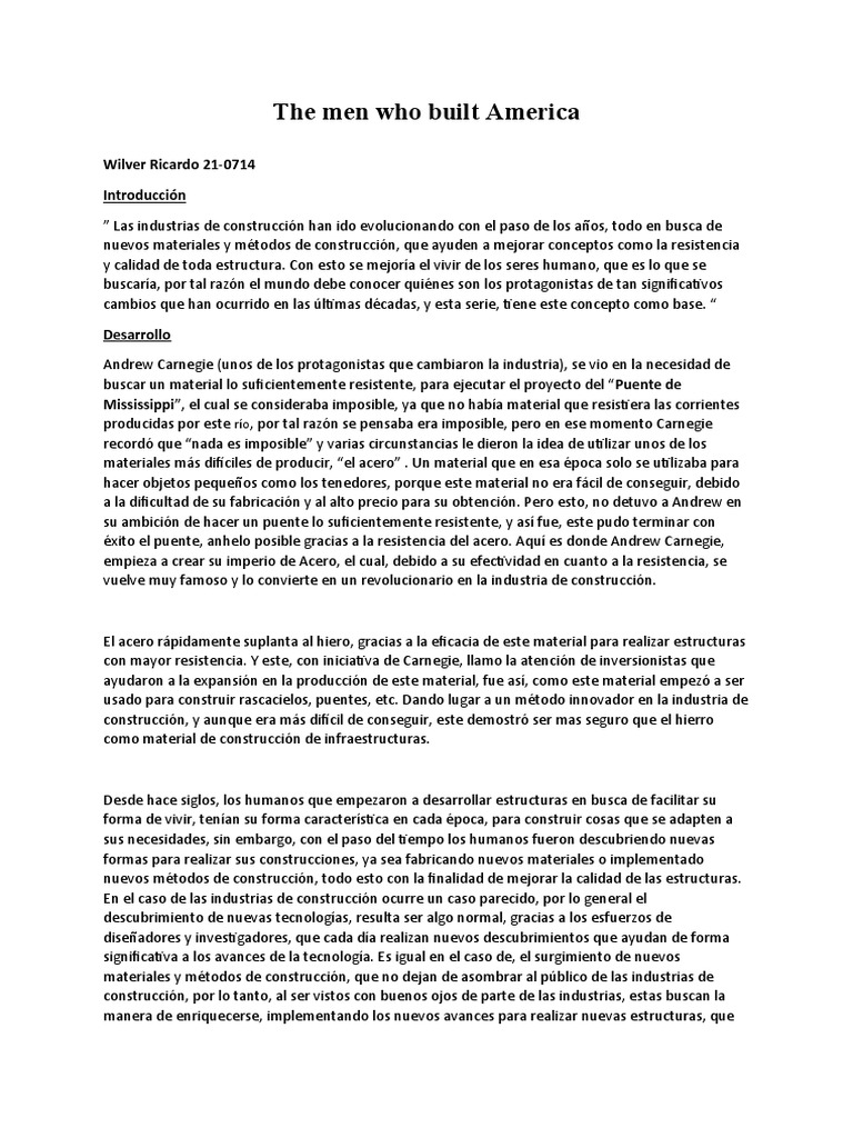 The Men Who Built America | PDF | Andrew Carnegie | Acero