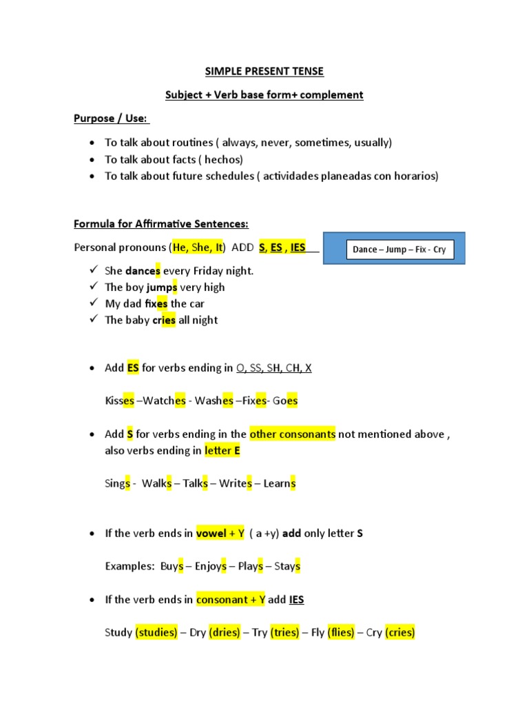 Simple Present Tense Class Document | PDF | Language Arts & Discipline