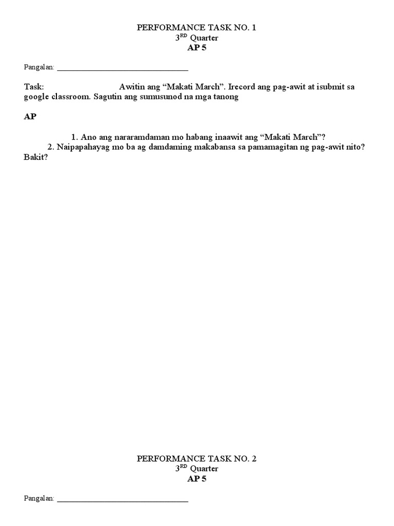 Performance Task AP | PDF