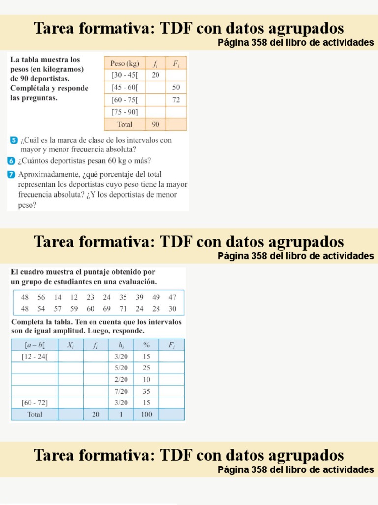 TDF Con Datos Agrupados, Gráficas y Estrategia de Resolución | PDF