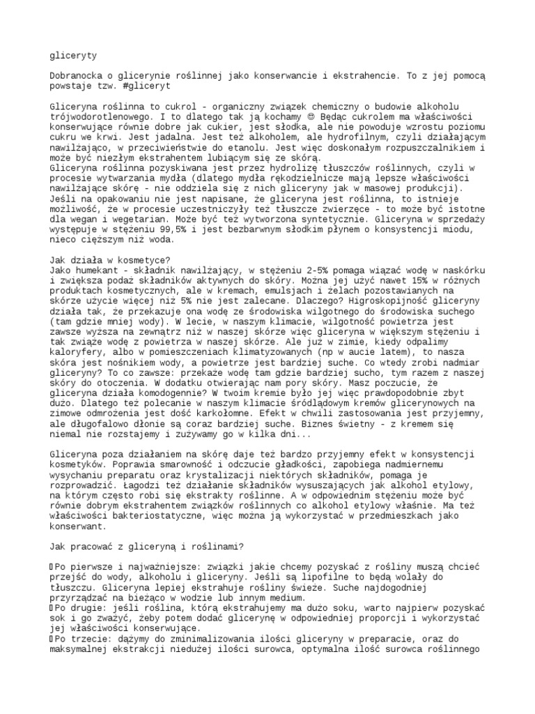 Jak Pracowac Z Gliceryna | PDF Jak Pracowac Z Gliceryna | PDF