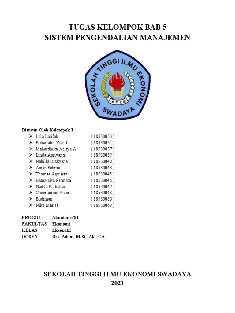 Tugas Kelompok 1 Kasus 5-1 Bab 5 (Sistem Pengendalian Manajemen) | PDF | Karier & Perkembangan ...