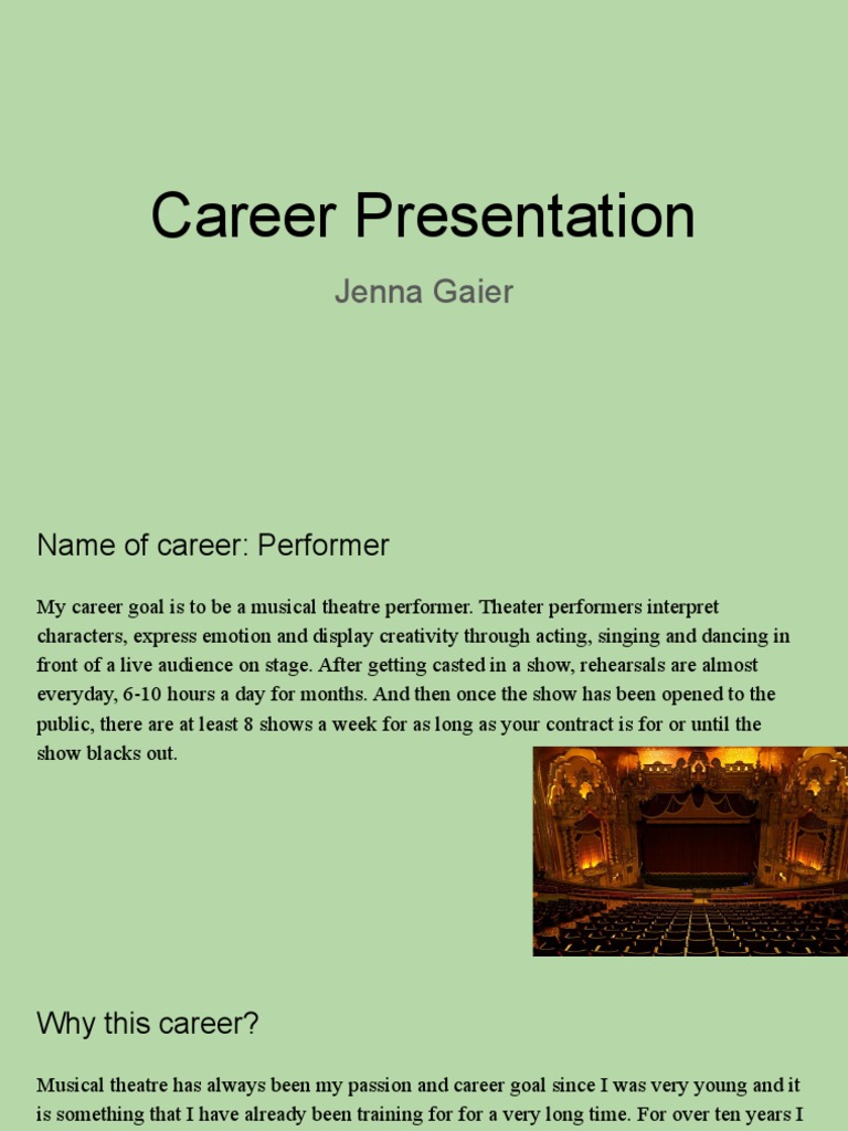 Musical Theatre Performer Career Guide | PDF | Theatre | Entertainment ...
