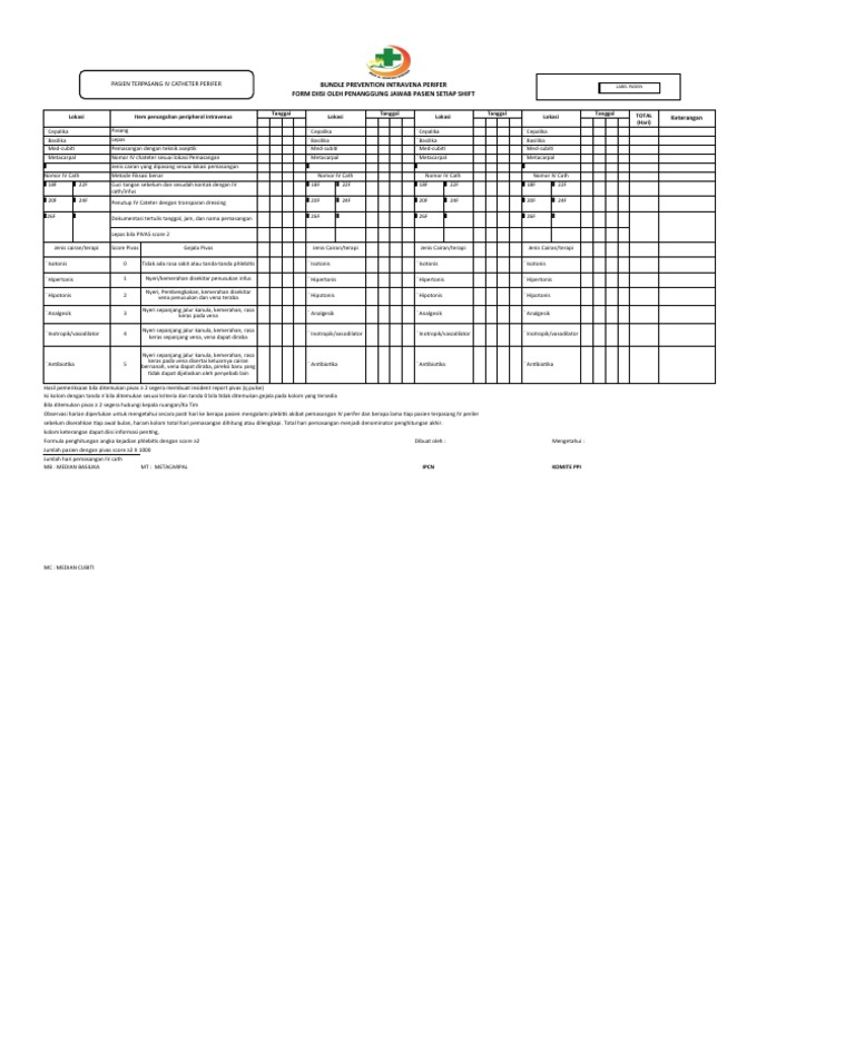 Form Bundle Plebitis | PDF