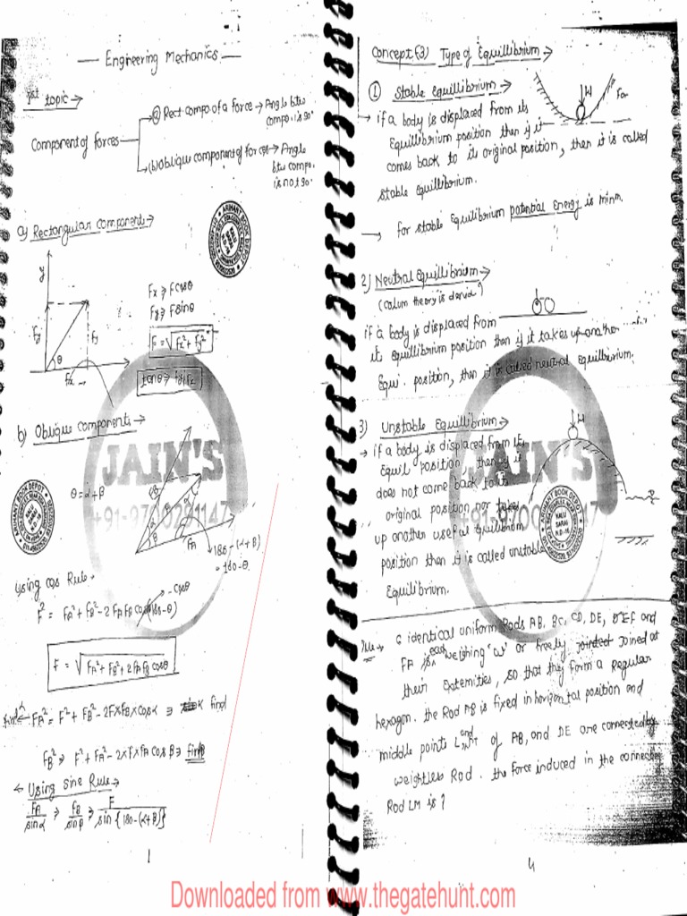 Engineering Mechanics Made Easy GATE Handwritten Classroom Notes | PDF