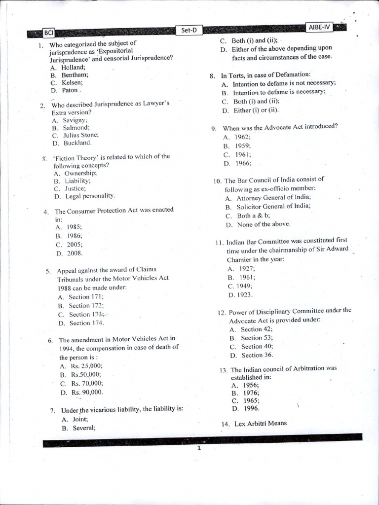 AIBE 4 Question Paper | PDF