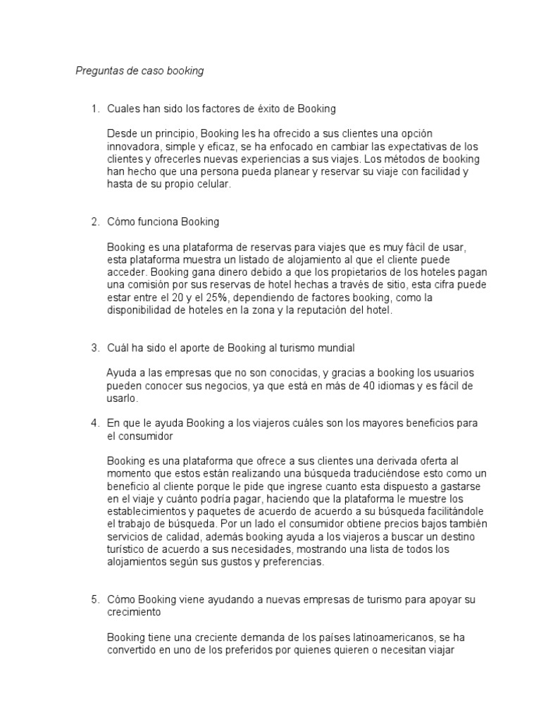 Caso Booking | PDF | Hotel | Turismo