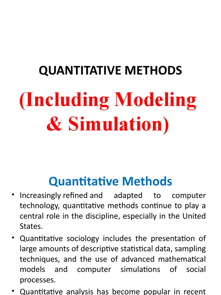 Quantitative Methods: (Including Modeling & Simulation) | PDF | Mean ...
