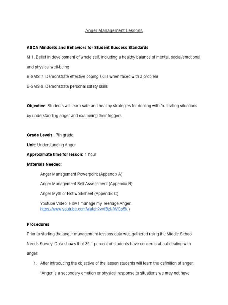 Anger Management Lesson Plan for Teens | PDF | Anger | Question