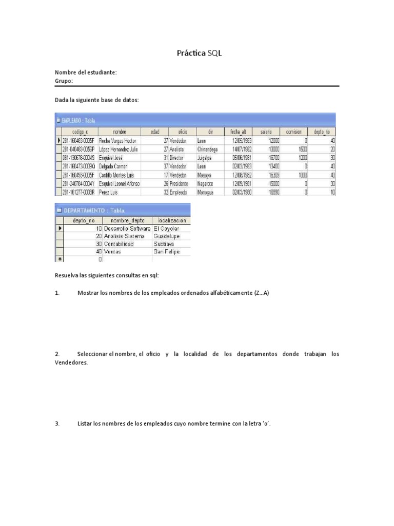 Consultas SQL para Gestión de Empleados | PDF