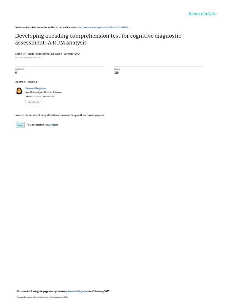 Developing A Reading Comprehension Test For Cognitive Diagnostic ...