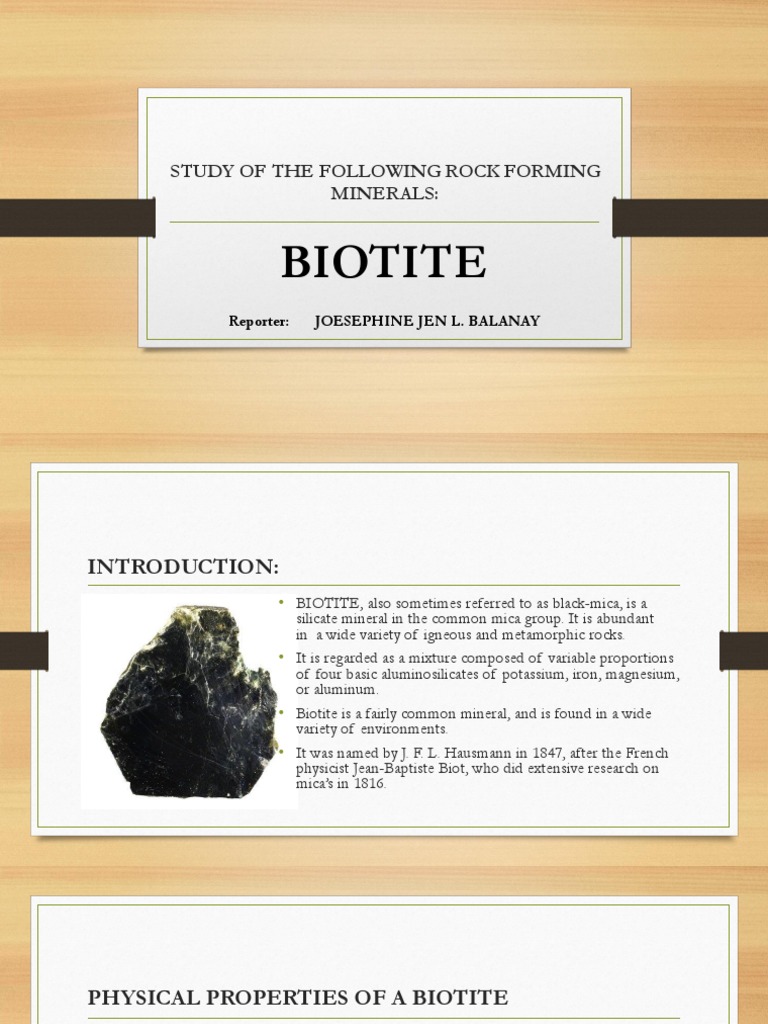 Biotite: Study of The Following Rock Forming Minerals | PDF | Minerals ...