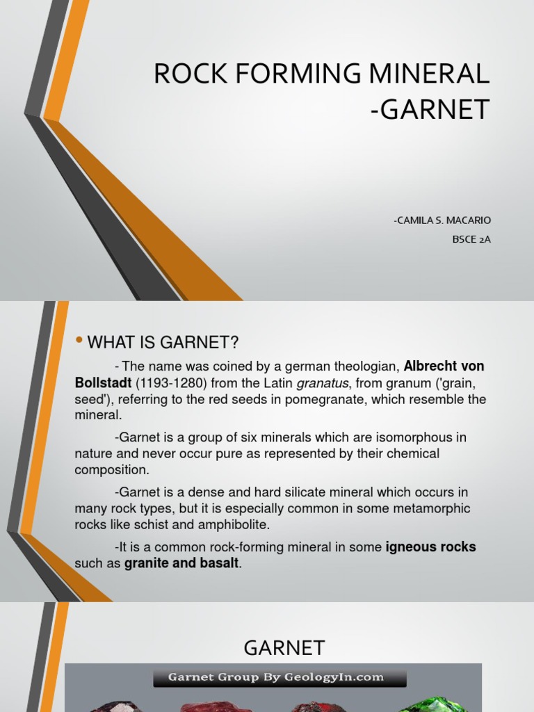 Rock Forming Mineral - Garnet: - Camila S. Macario Bsce 2A | PDF ...