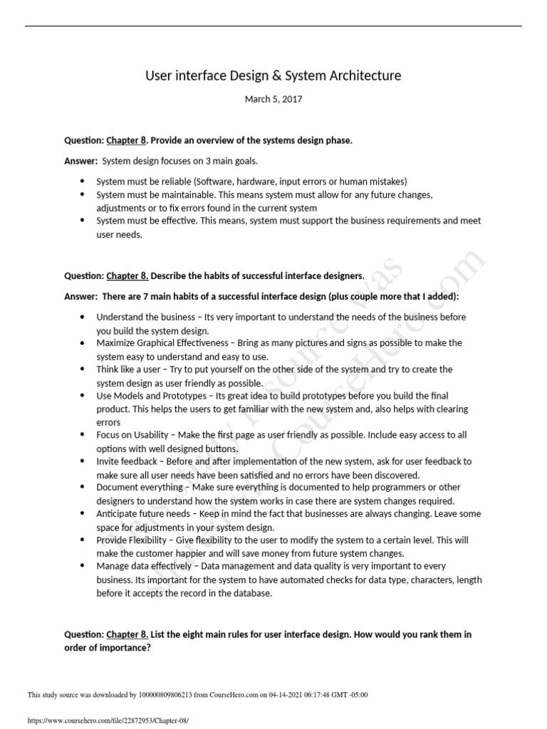 This Study Resource Was: User Interface Design & System Architecture ...