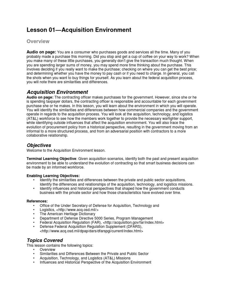 Understanding the Acquisition Environment | PDF | Interoperability ...