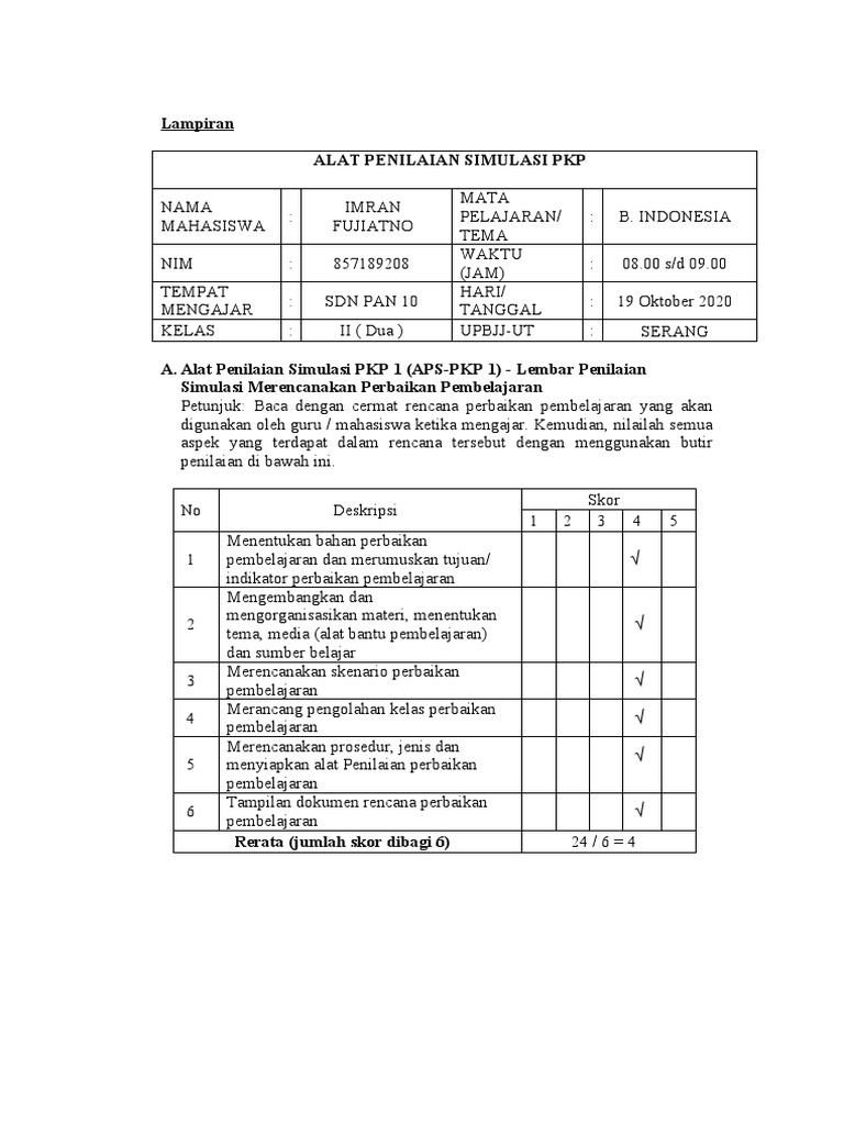 Alat Penilaian Simulasi PKP | PDF