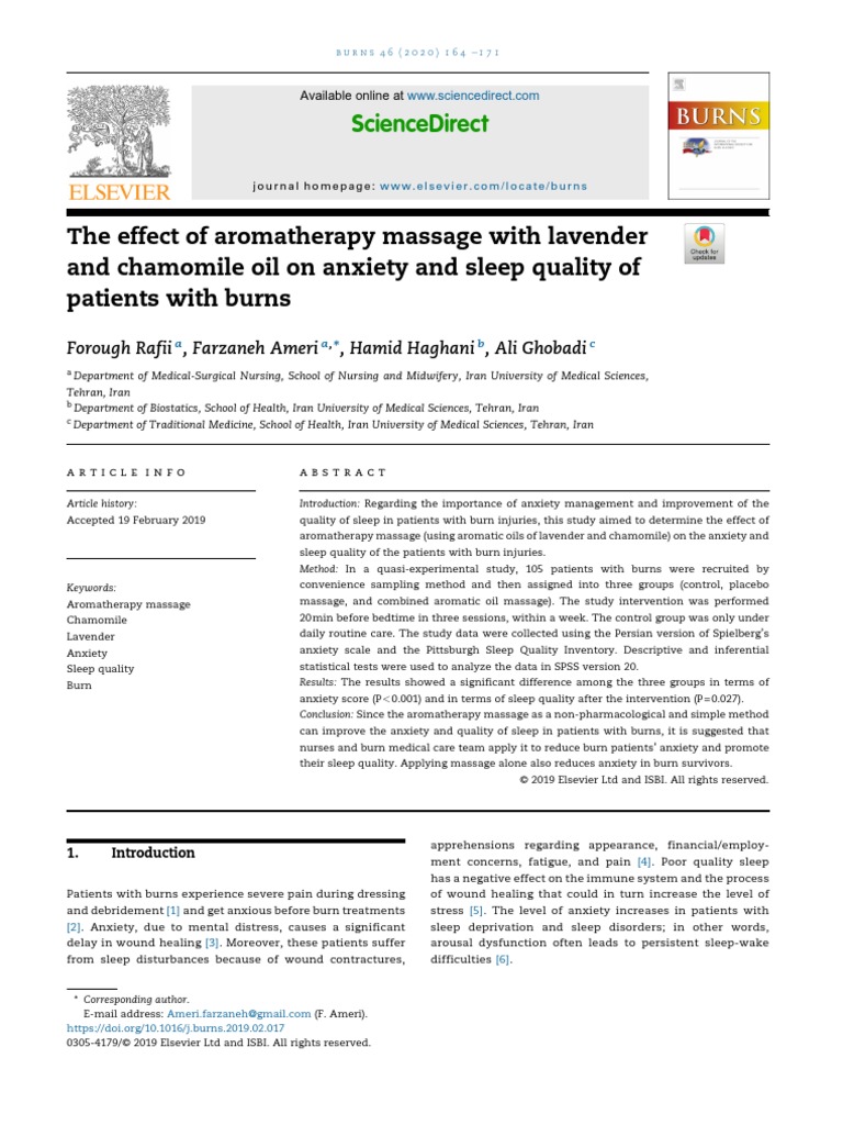 The Effect Of Aromatherapy Massage With Lavender And Chamomile Oil On