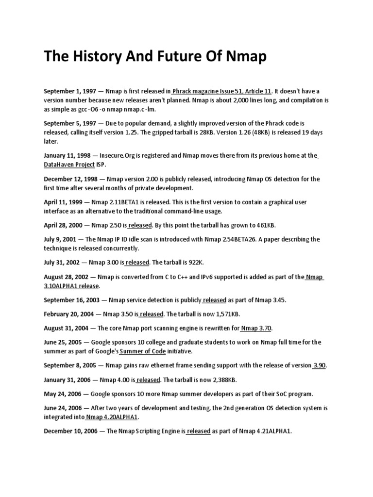 The History and Future of Nmap | Download grátis PDF | Operating System ...