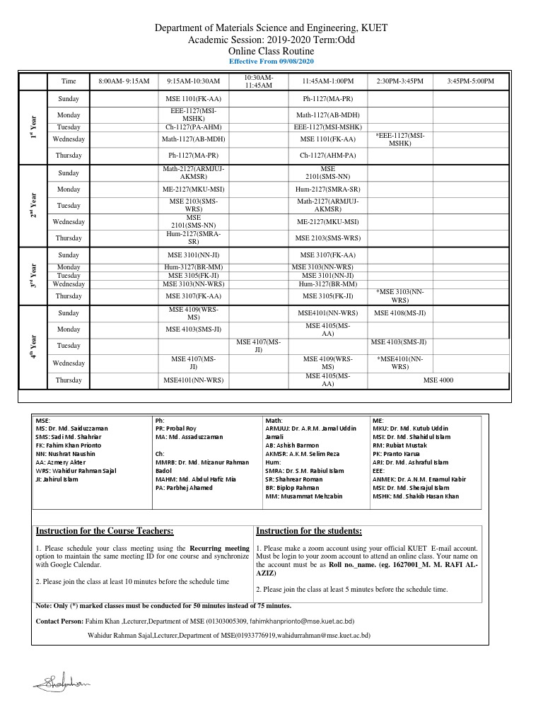 Department of Materials Science and Engineering, KUET Academic Session ...