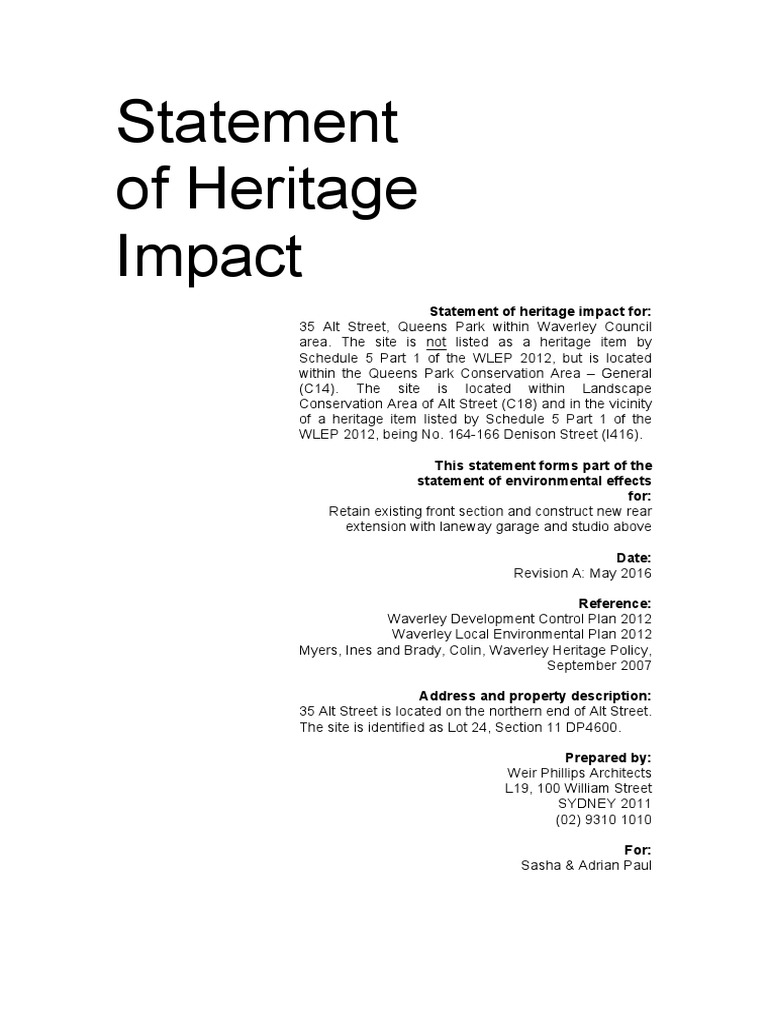 Statement of Heritage Impact For | PDF | Roof | Street