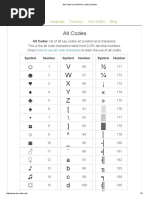 Alt Codes List - Alt Key Codes For Symbols, Special Characters | PDF ...