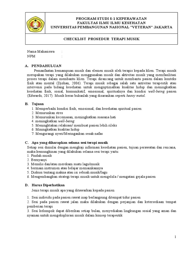 Sop Terapi Musik Paliatif Care | PDF