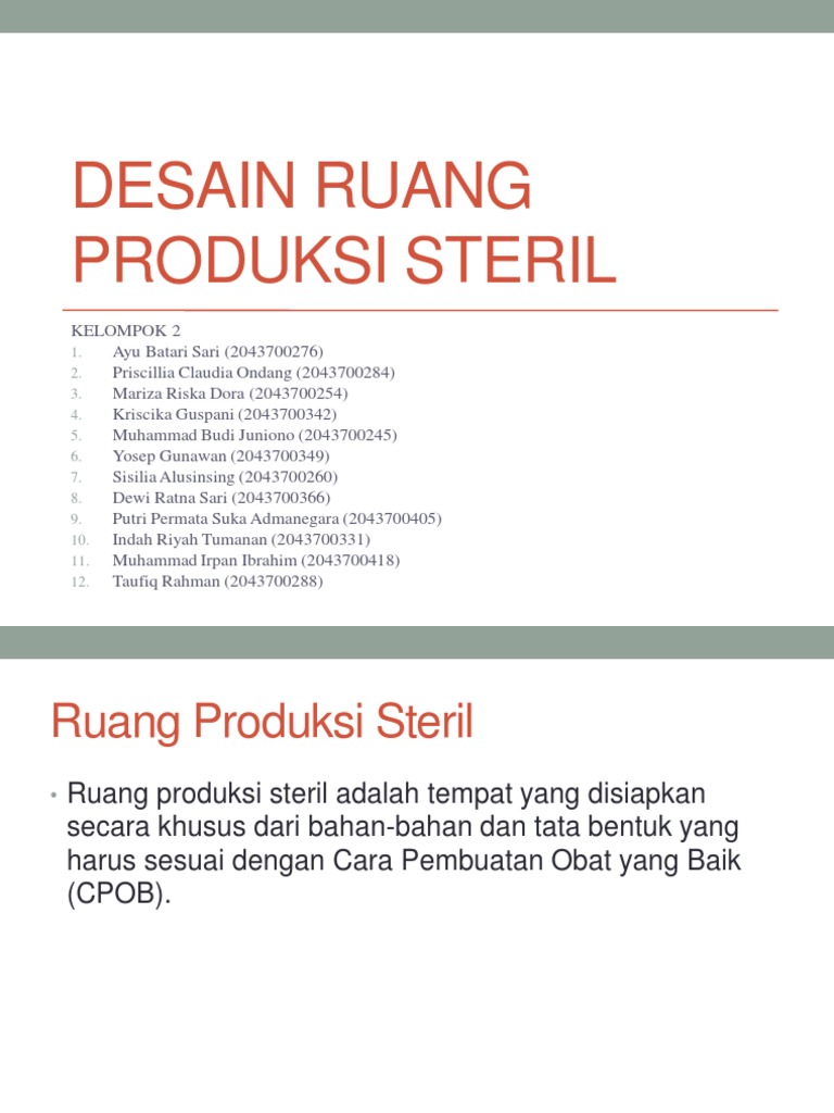 Desain Ruang Produksi Steril 1 | PDF