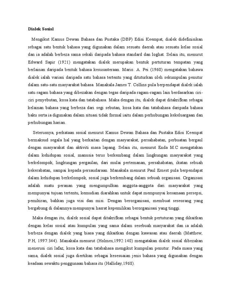 Dialek Sosial | PDF | Seni & Disiplin Bahasa