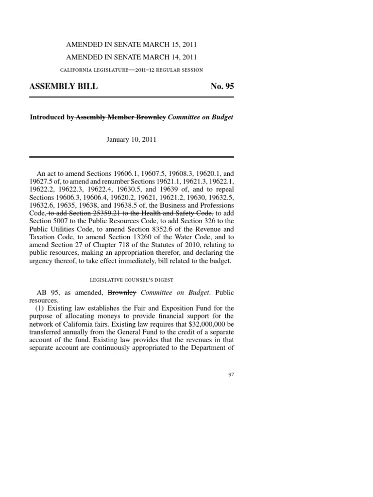 California Assembly Bill 95 Overview | PDF | Debt | Board Of Directors