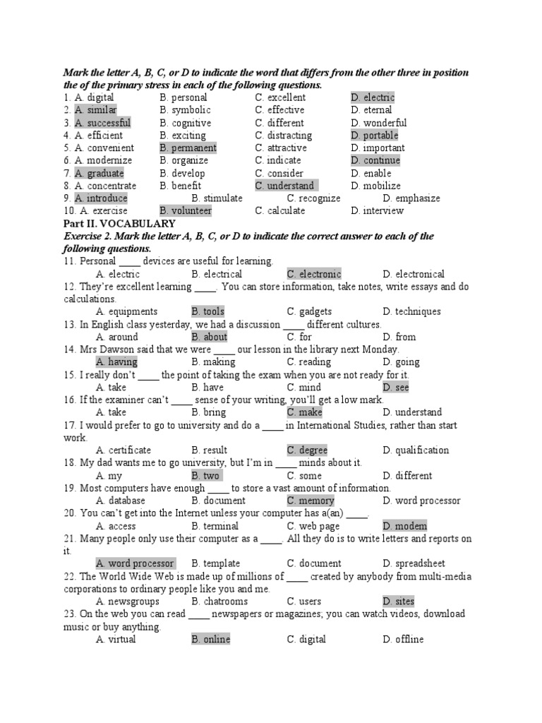 Bai Tap 10 - U8 | PDF | Online And Offline | English Language