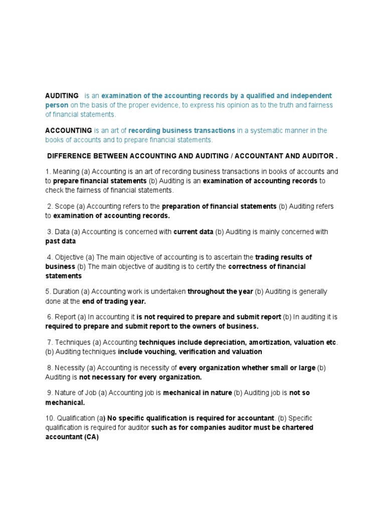 Auditing Notes | PDF | Audit | Accountant