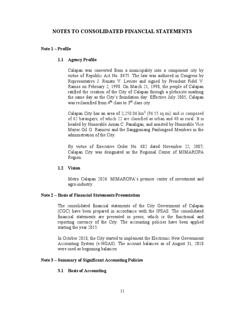 08-CalapanCity2019 Part1-Notes To FS | PDF | Market Liquidity ...