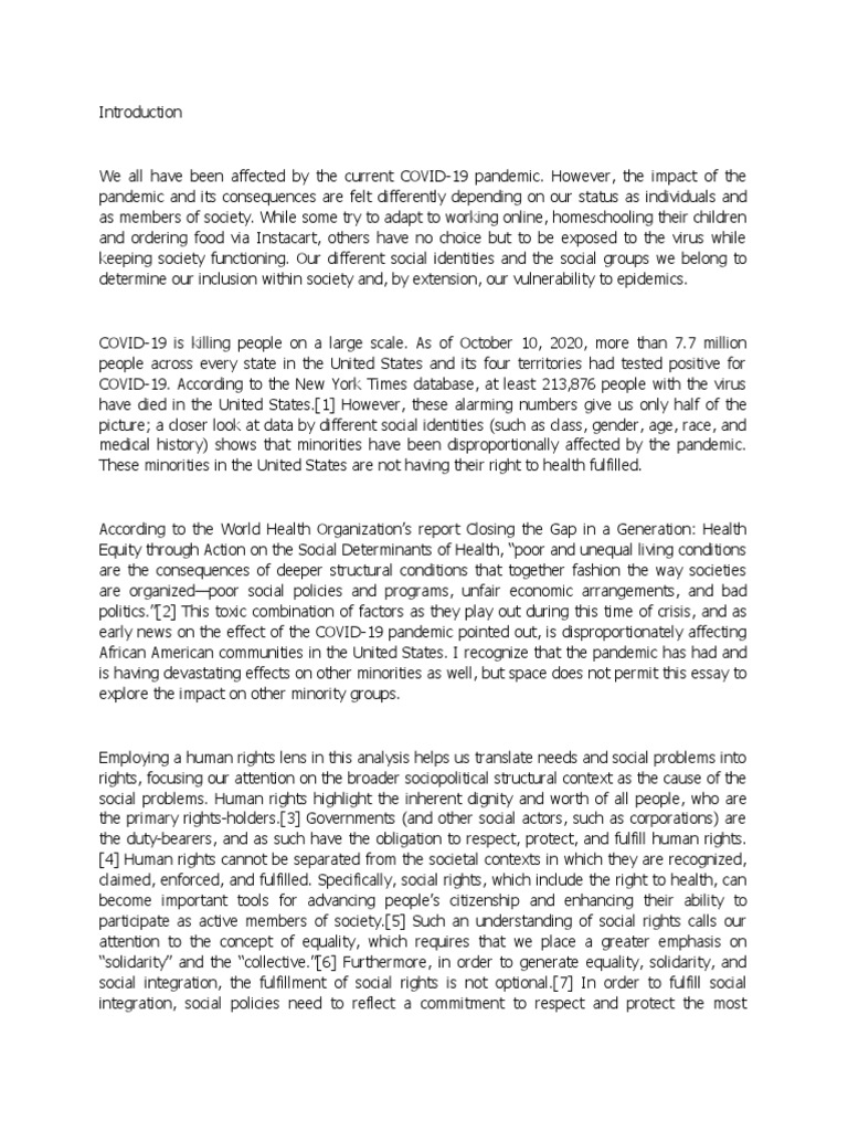 Informative Essay For COVID 19 | PDF | Rights | Human Rights