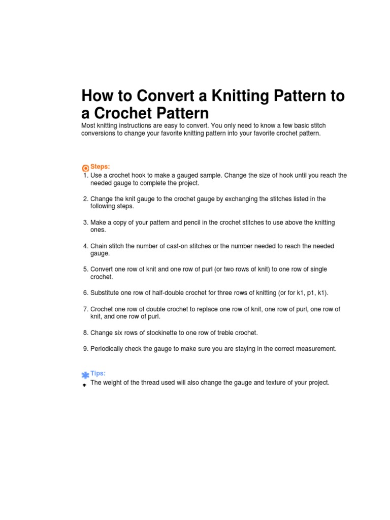 How To Convert A Knitting Pattern To A Crochet Pattern | PDF | Tejido ...