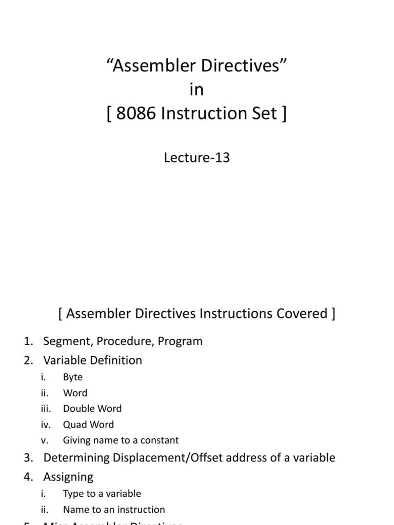 Lec - 12 Assembler Directives | PDF | Assembly Language | String (Computer Science)