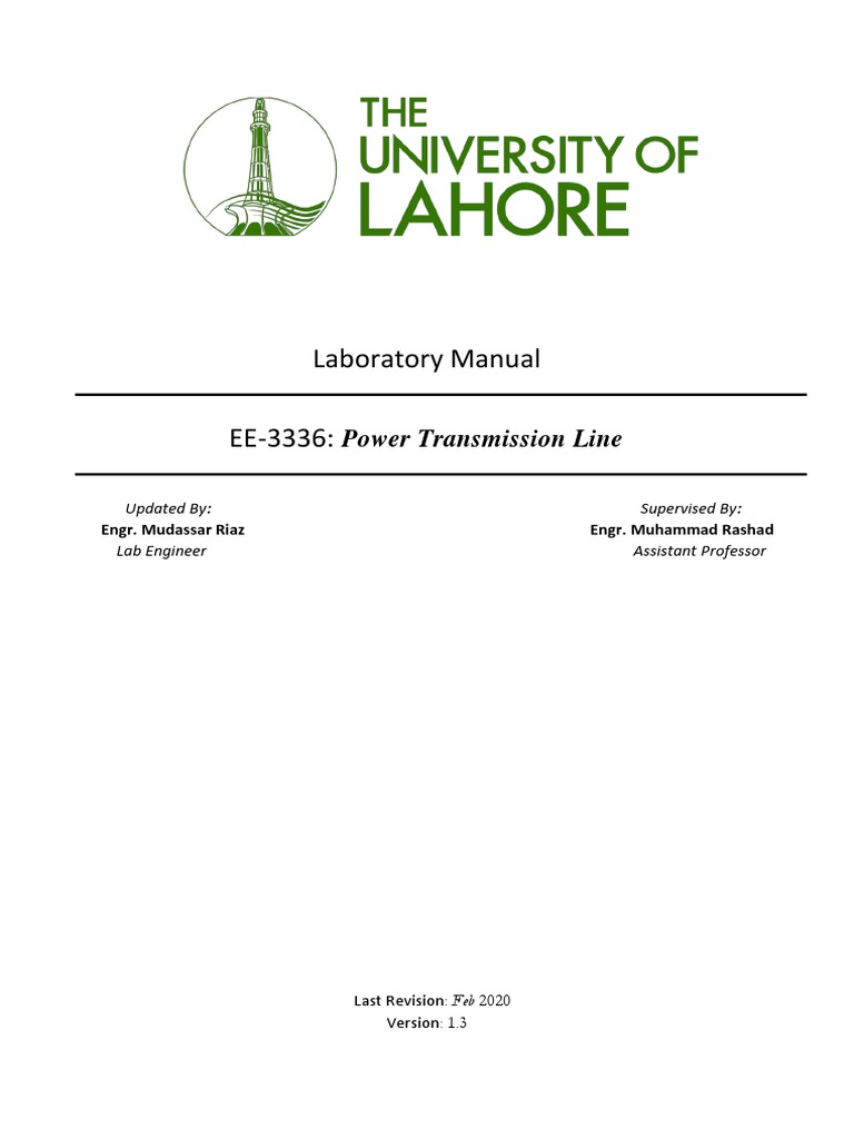 Power Transmission Line Lab Manual | PDF | Electric Power Transmission ...