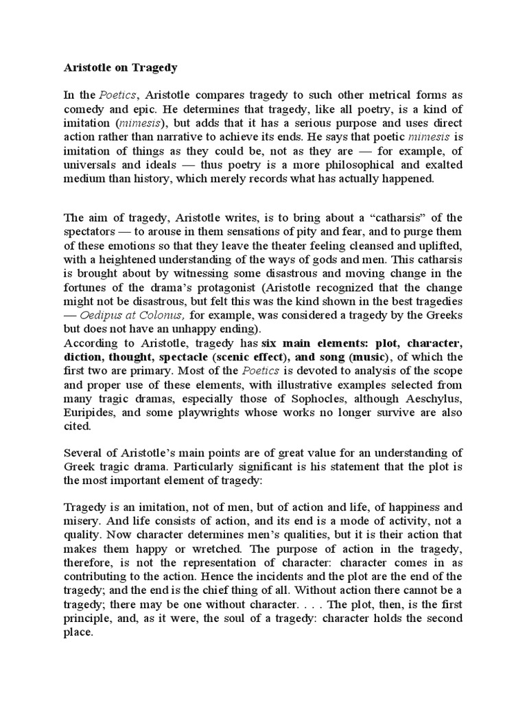 Aristotle On Tragedy | PDF | Tragedy | Plot (Narrative)