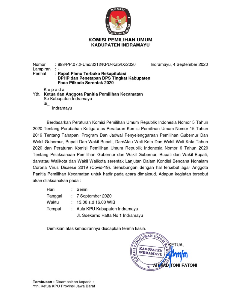 888 Undangan Rapat Pleno Terbuka DPS | PDF