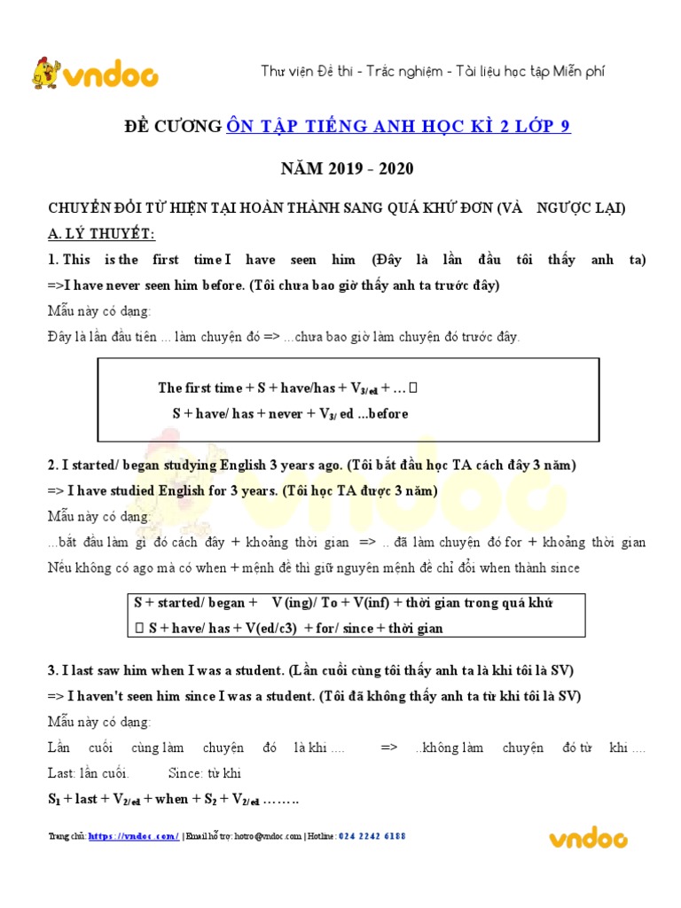 De Cuong On Tap Hoc Ki 2 Lop 9 Thi Diem Mon Tieng Anh | PDF