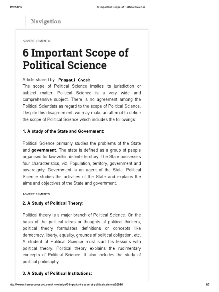 6 Important Scope of Political Science | PDF | Political Philosophy ...