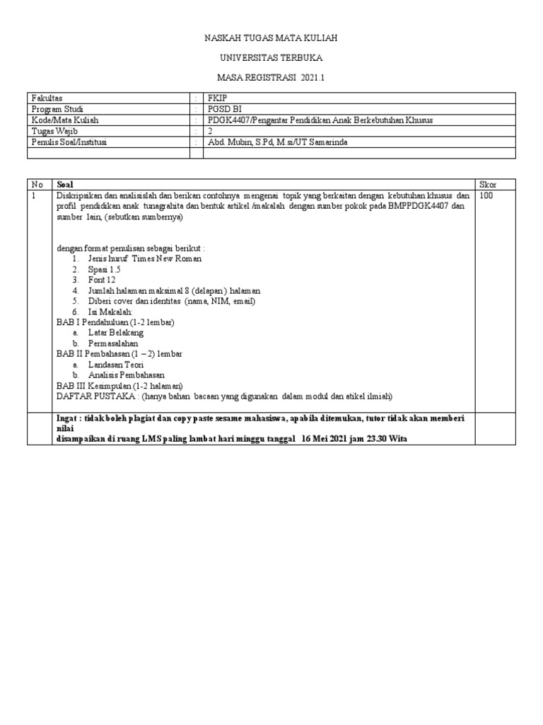 Tugas Wajib 2 PGSD Bi | PDF