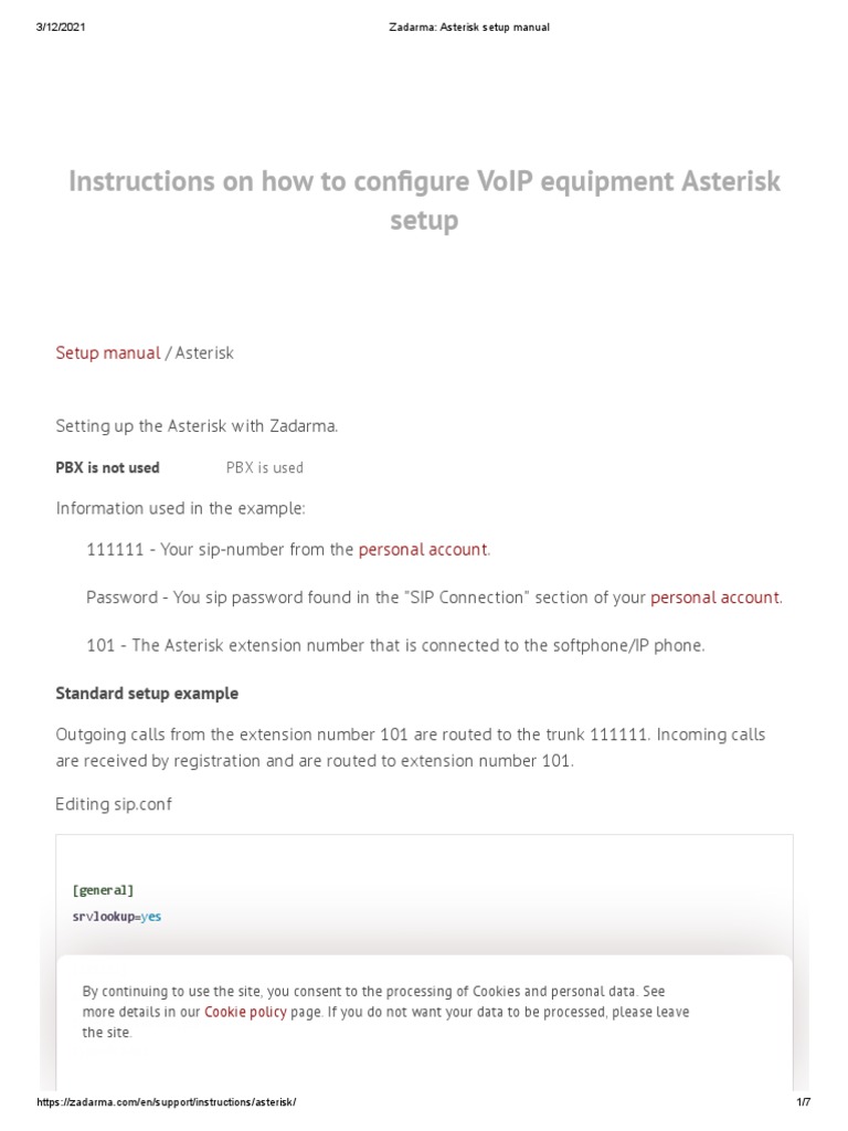 Configuring Incoming And Outgoing Call Routing Between Zadarma And Asterisk Using Sip Pdf