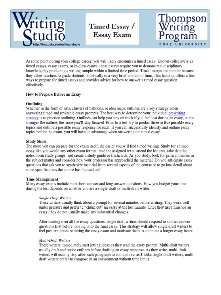 Timed-Essay Original | Download Free PDF | Essays | Test (Assessment)