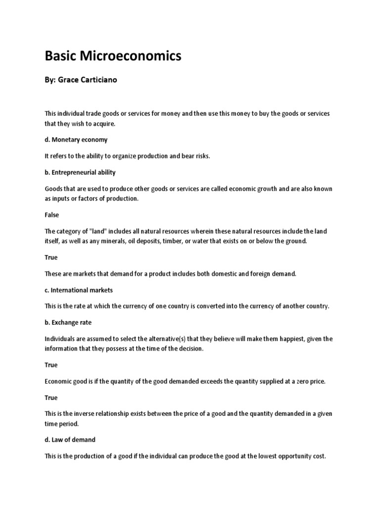 Basic Microeconomics PMF | PDF | Welfare Economics | Microeconomics