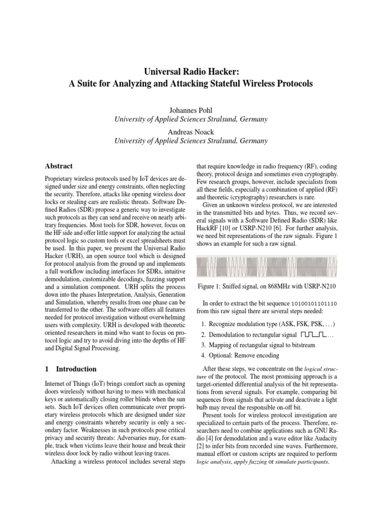 Universal Radio Hacker: A Suite For Analyzing and Attacking Stateful ...