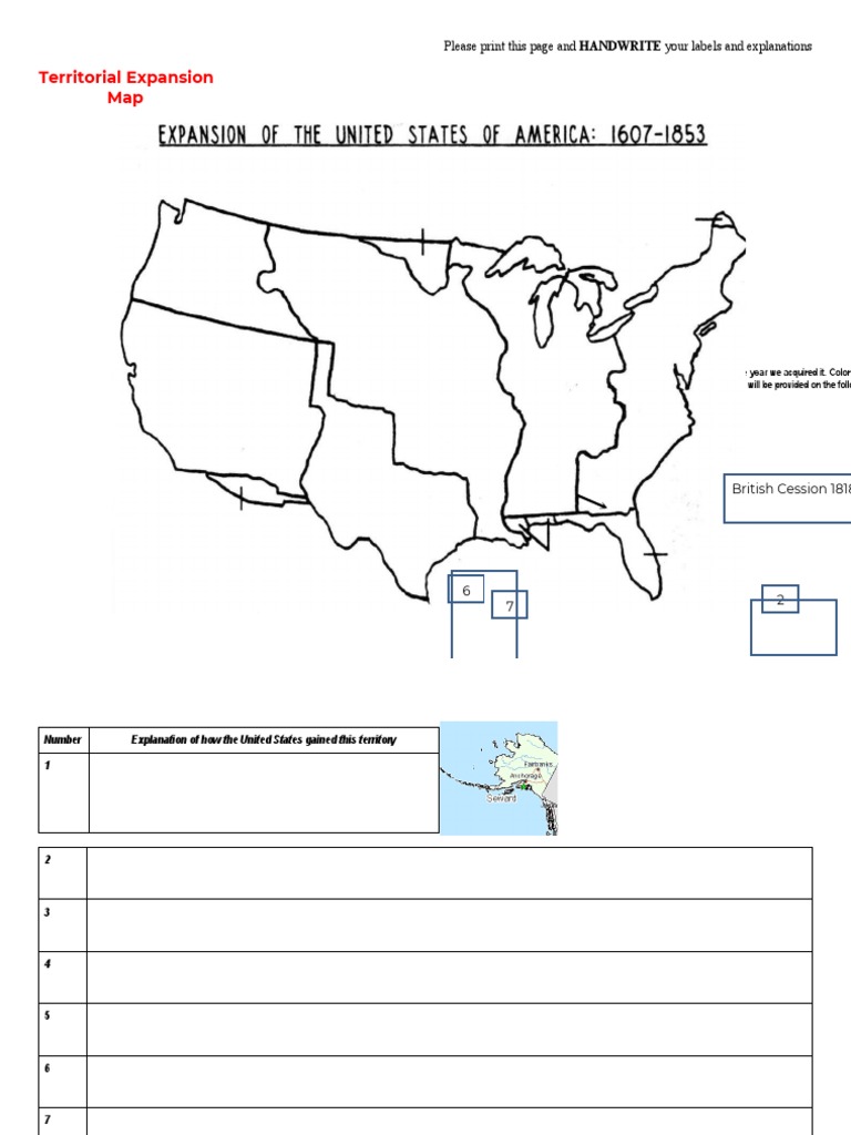 Territorial Expansion Map: Please Print This Page and HANDWRITE Your ...