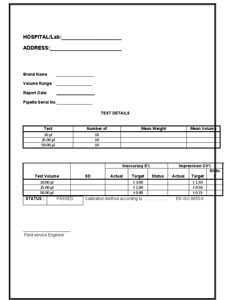 Aspiration Volume Calibration | PDF