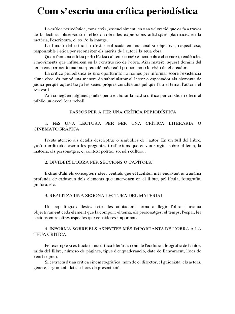 La Crítica Periodística | PDF