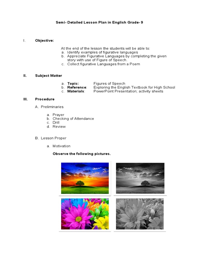 Semi-Detailed-Lesson-Plan-of-Figures-of-Speech Emmilyn Flores | PDF | Pizza